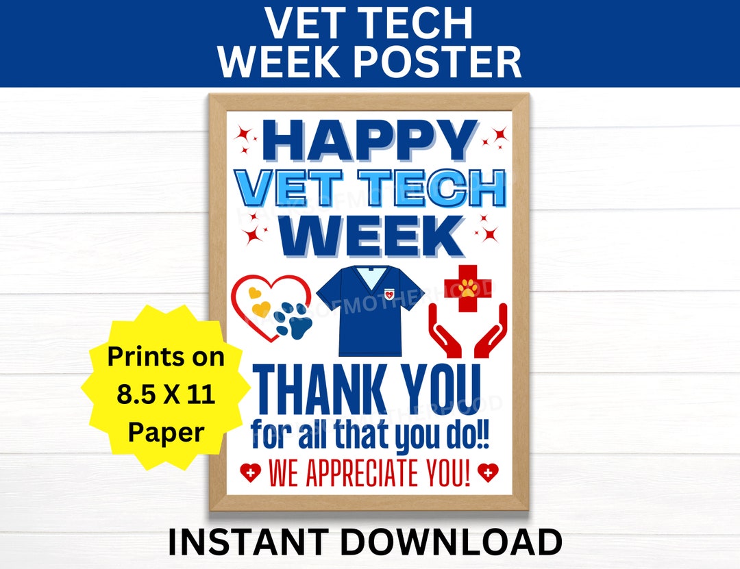 Veterinary Technician Printable Poster, Vet Tech Sign, Veterinary ...