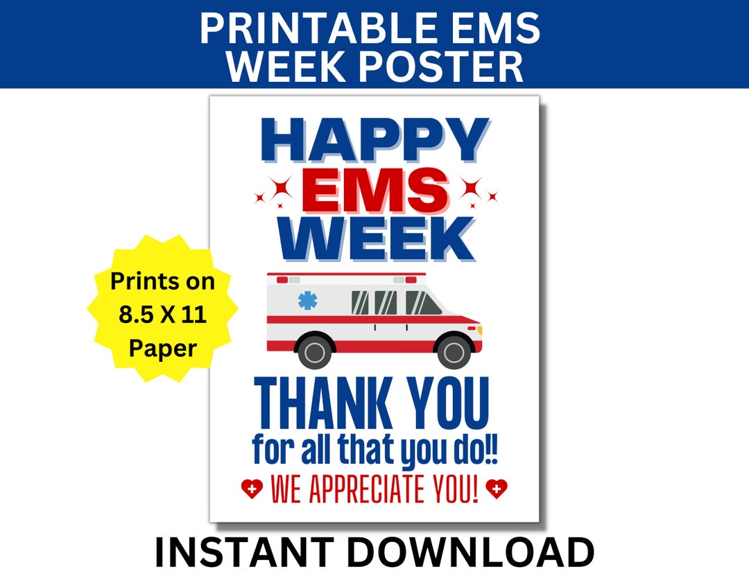 EMS Week Printable Poster, Emergency Medical Services Sign, EMS Week ...