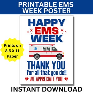 EMS Week Printable Poster, Emergency Medical Services Sign, EMS Week ...