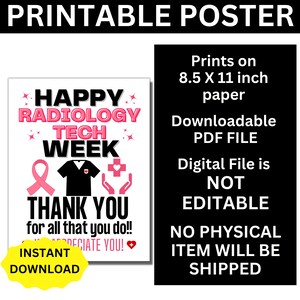 Radiologic Tech Week Printable Bundle, Radiology Tech Week, Pink Rad ...