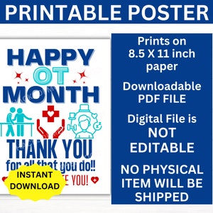 Occupation Therapy Month Printable Poster, OT Month Sign, Occupational ...