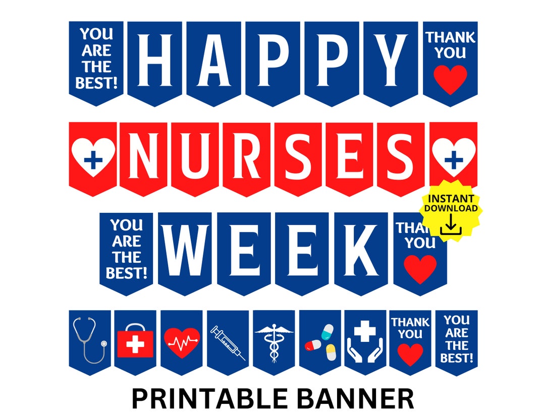 Nurses Week Printable Banner, Happy Nurses Week Sign, Nurse Appreciation Week, Nurse Decorations ...