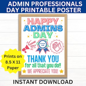 Administrative Professionals Day Printable Poster, Administrative ...
