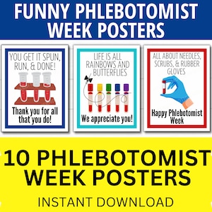 Phlebotomist Week Printable Poster Bundle, Phlebotomy Week Signs ...