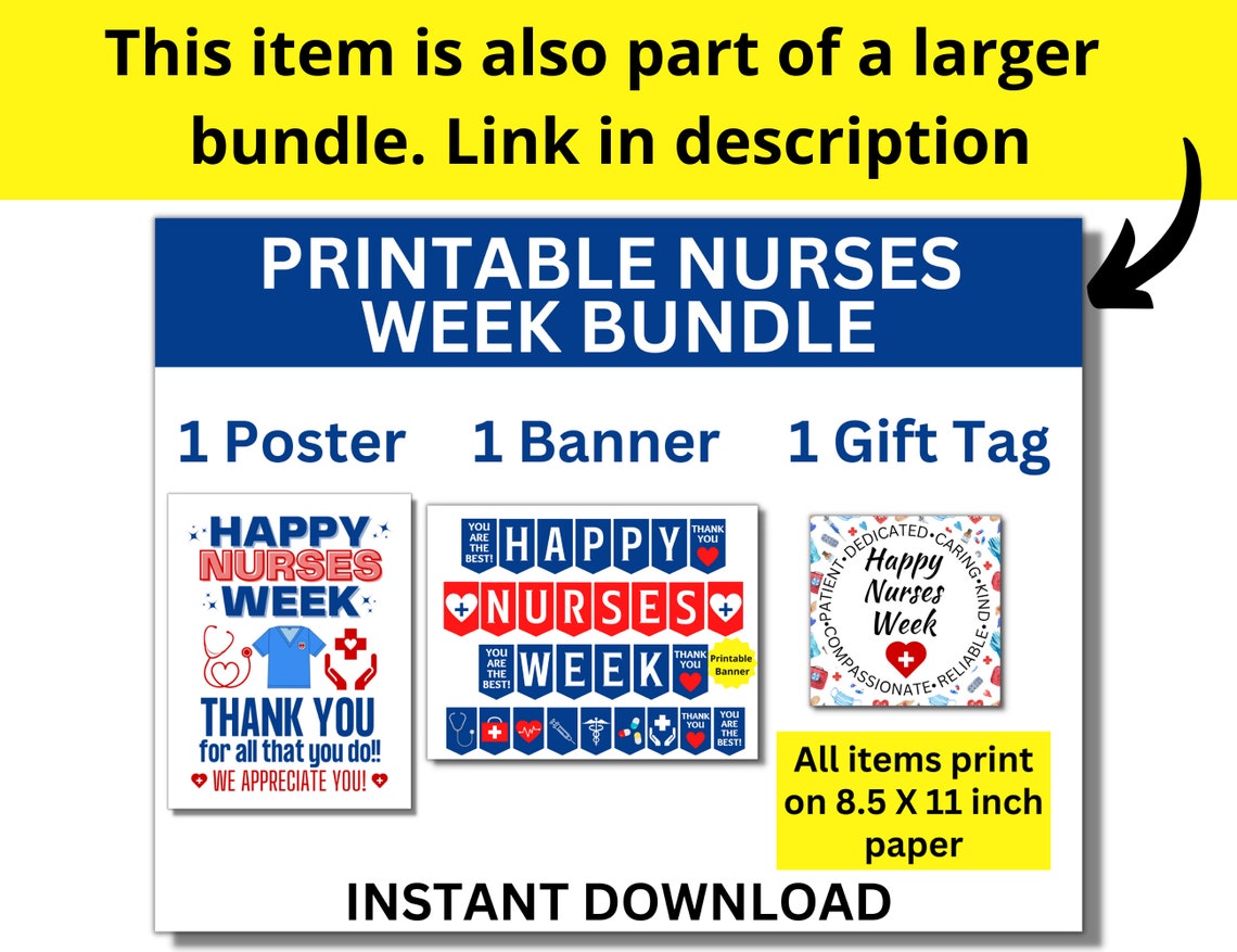 Nurses Week Printable Poster, Happy Nurses Week Sign, Nurse ...