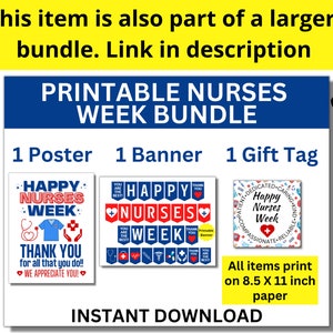 Nurses Week Printable Poster, Happy Nurses Week Sign, Nurse ...