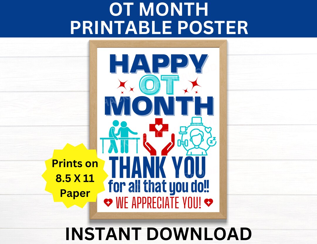 Occupation Therapy Month Printable Poster, OT Month Sign, Occupational ...