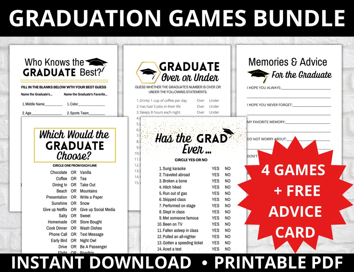Graduation Party Games Bundle Multiple Graduation Games - Etsy