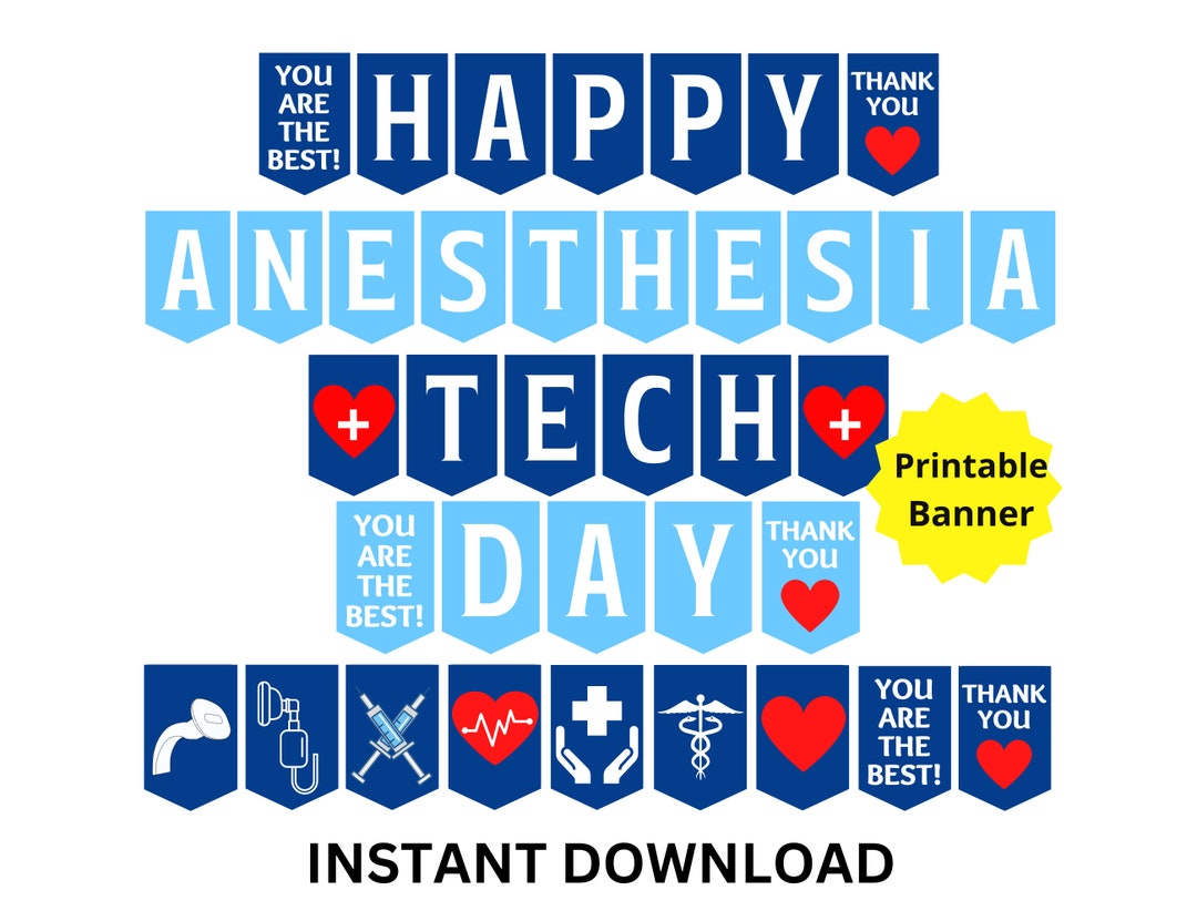 Anesthesia Tech Day Printable Banner, Anesthesia Technician Day Sign ...