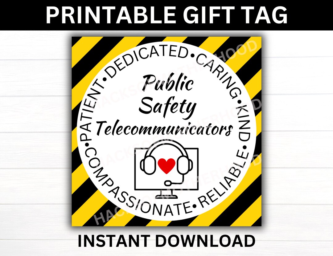 Public Safety Telecommunications Week Printable Gift Tag, Public Safety ...