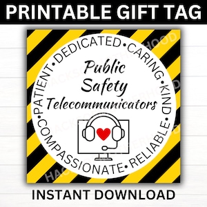 Public Safety Telecommunications Week Printable Gift Tag, Public Safety ...