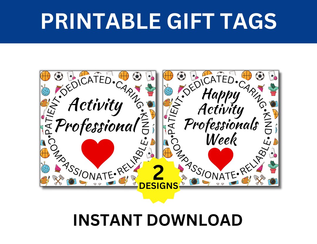 Activity Professionals Week Printable Gift Tags, Activity Professionals ...