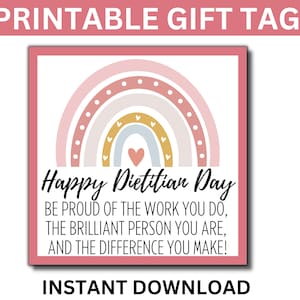 Dietitian Day Printable Gift Tags, Happy Dietitian Day, Registered ...