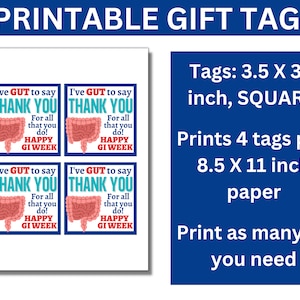 Happy GI Week Printable Gift Tags, Gastroenterology Week, GI Nurse Gift ...