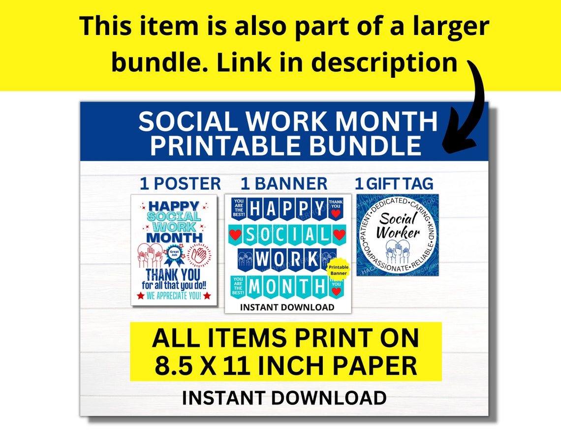 Social Work Month Printable Poster, Happy Social Work Month Sign ...