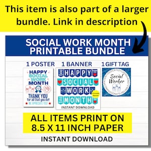 Social Work Month Printable Poster, Happy Social Work Month Sign ...