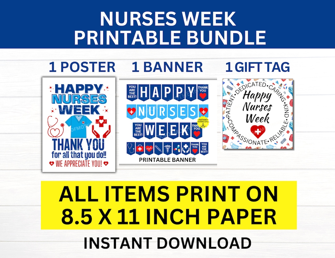Nurses Week Printable Bundle, Nurses Week Appreciation Bundle, Nurse ...
