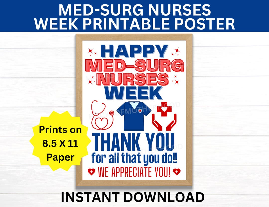 Medical Surgical Nurses Week Printable Poster, Med-surg Nurses Week ...