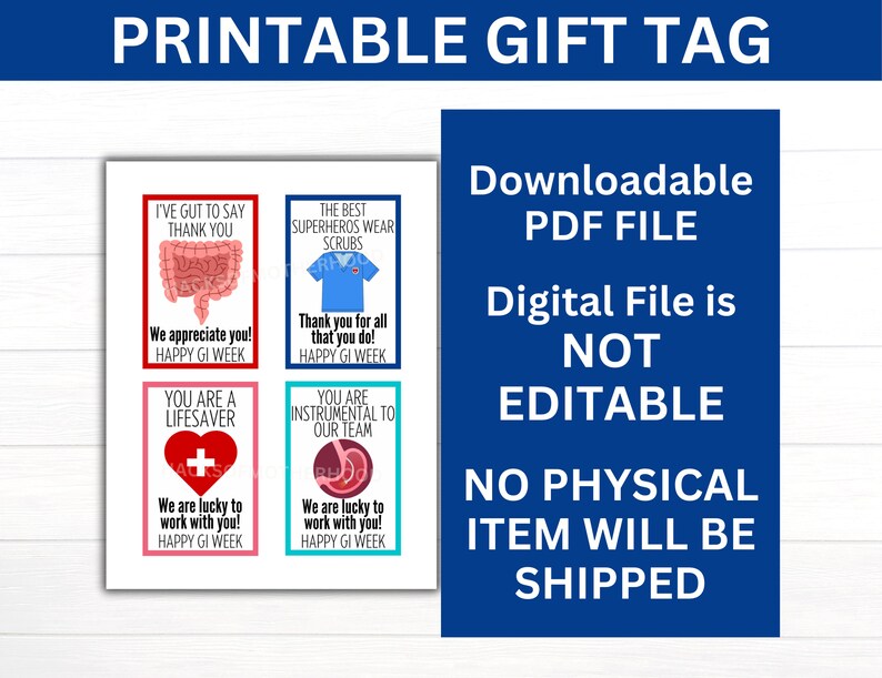 Funny GI Week Printable Gift Tag Bundle, Happy GI Nurses & Associate ...