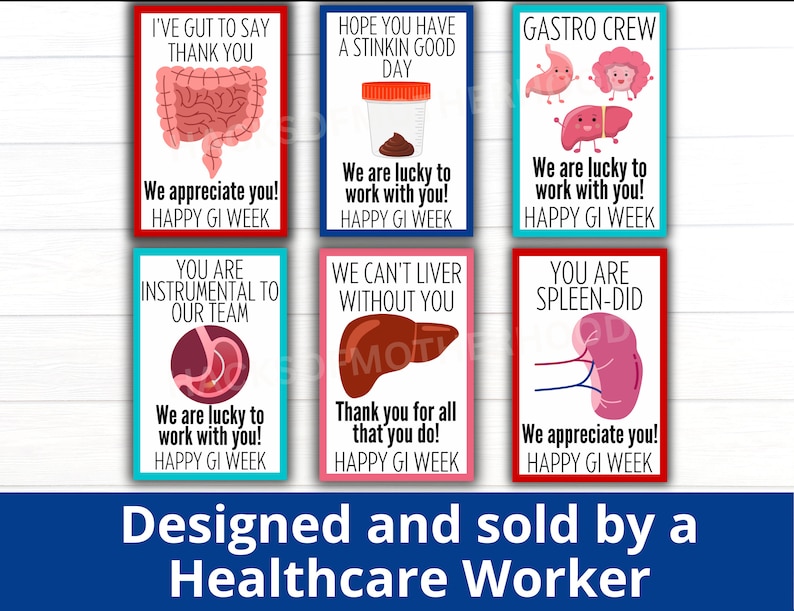 Funny GI Week Printable Gift Tag Bundle, Happy GI Nurses & Associate ...