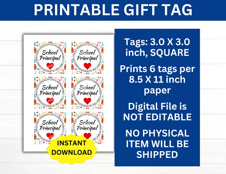 School Principal Day Printable Gift Tag, School Principal Day, School ...