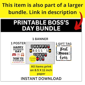 Boss's Day Printable Poster, Happy Boss's Day Sign, National Boss's Day ...