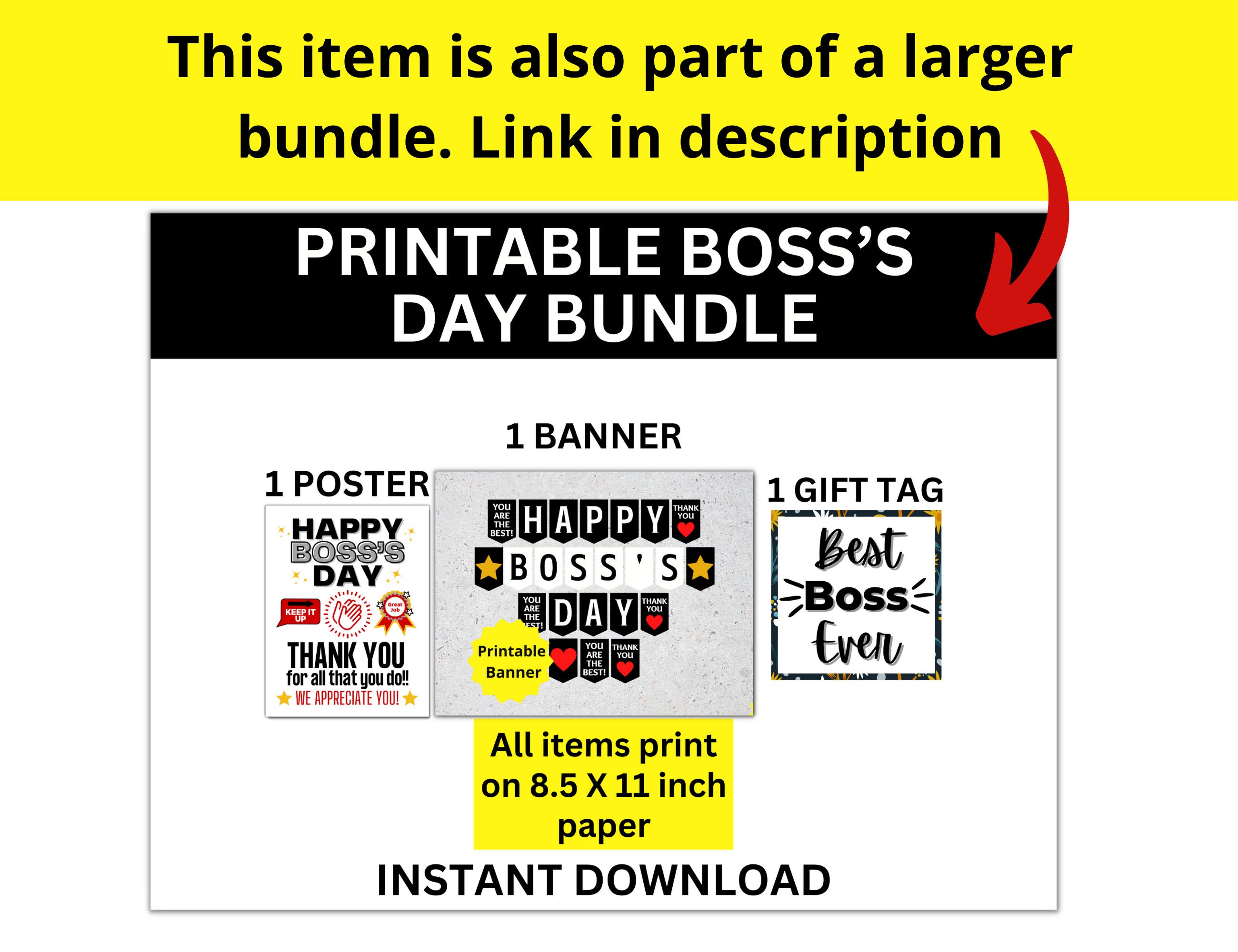 Boss's Day Printable Poster, Happy Boss's Day Sign, National Boss's Day ...