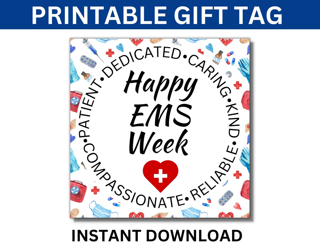 EMS Week Printable Gift Tags, Emergency Medical Services Gift Tags, EMS ...