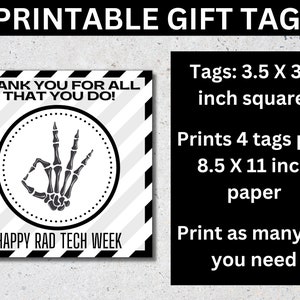 Rad Tech Week Printable Gift Tags Radiology Tech Week Tags - Etsy