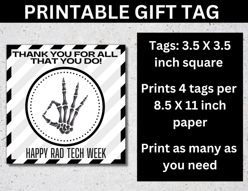 Rad Tech Week Printable Gift Tags Radiology Tech Week Tags - Etsy