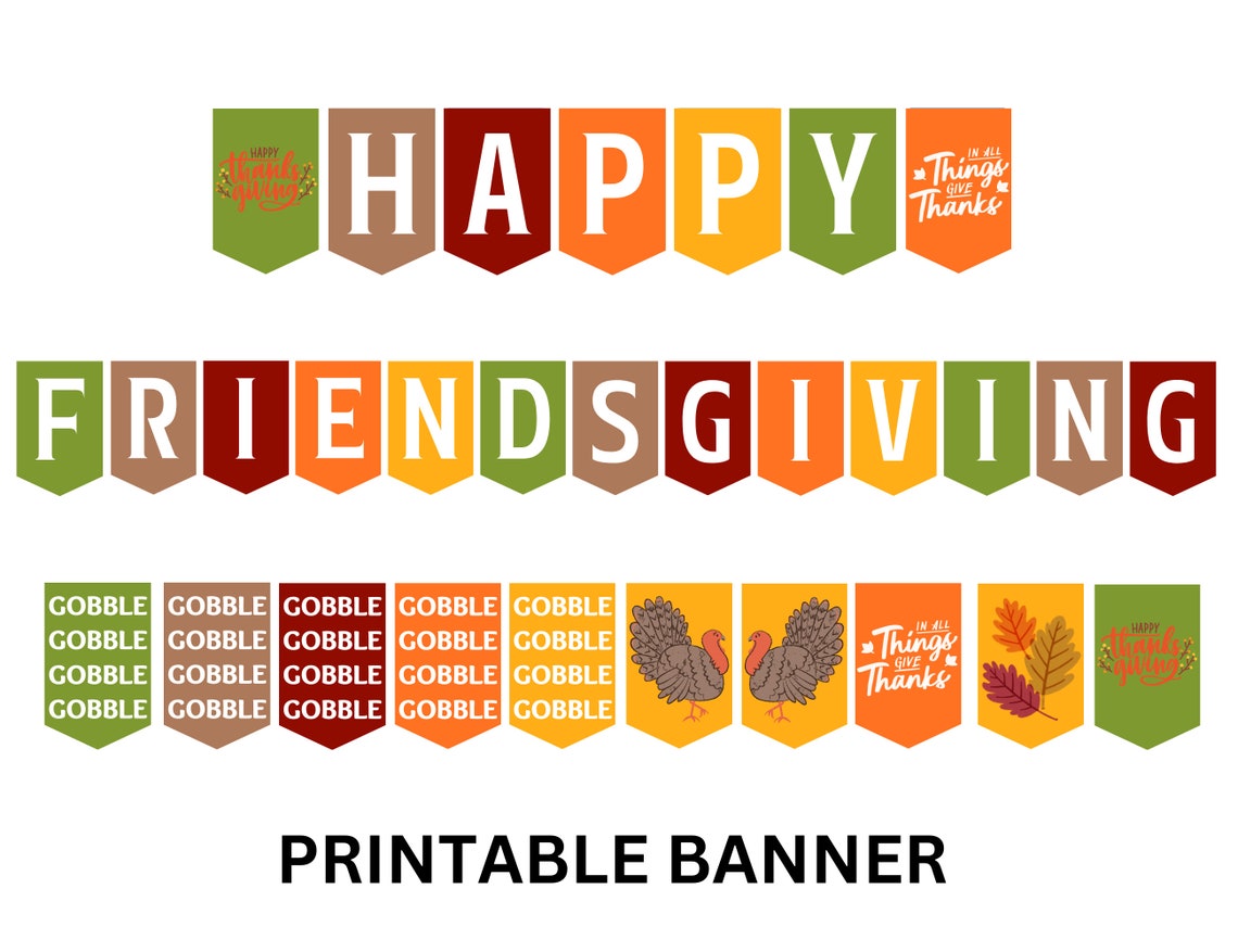Friendsgiving Printable Banner Happy Thanksgiving Printable - Etsy