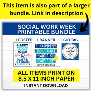 Social Work Week Printable Poster, Happy Social Work Week Sign, Social ...
