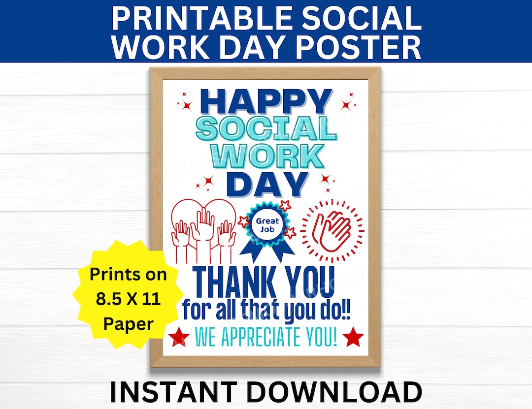 Social Work Day Printable Poster, Happy Social Work Day Sign, Social ...