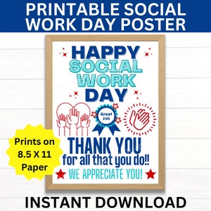 Social Work Day Printable Poster, Happy Social Work Day Sign, Social ...