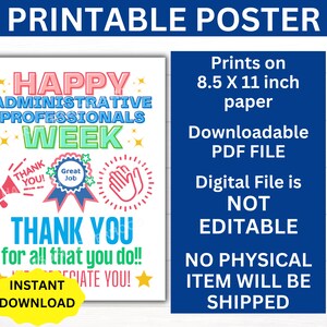 Administrative Professionals Day Printable Poster, Administrative ...