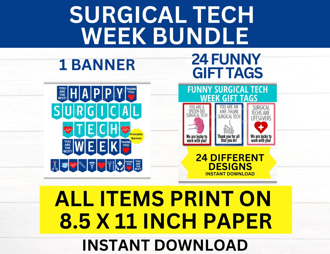 Surgical Scrub Tech Printable Bundle, Surgical Scrub Tech Week Gift ...