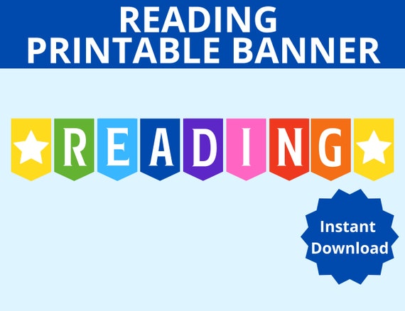 Reading Banner Printable Reading Classroom Decoration - Etsy