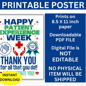 Patient Experience Week Printable Poster, PX Experience, Healthcare ...