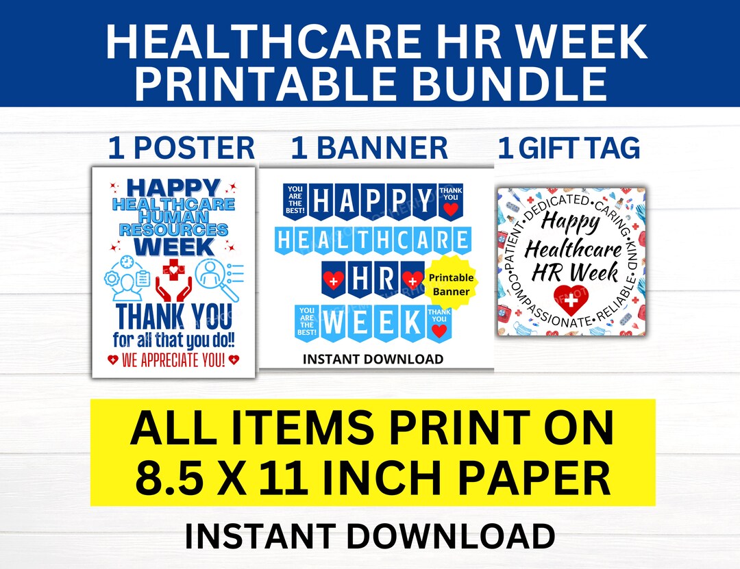 Healthcare Human Resources Printable Bundle, Happy Healthcare HR Week ...