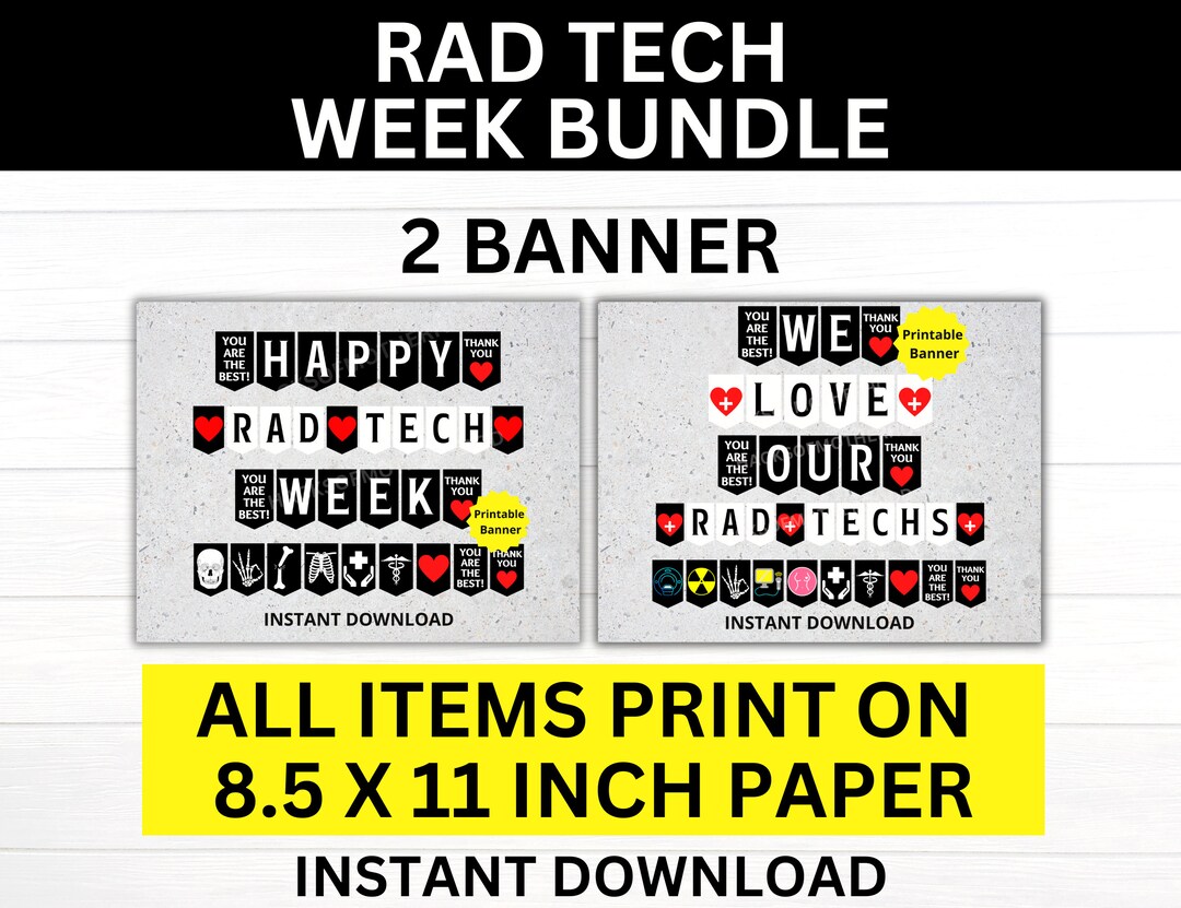 Rad Tech Week Printable Banner Bundle, Radiologic Technology Week, Rad ...