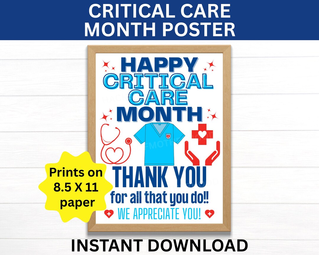 Critical Care Month Printable Poster National Critical Care Awareness ...