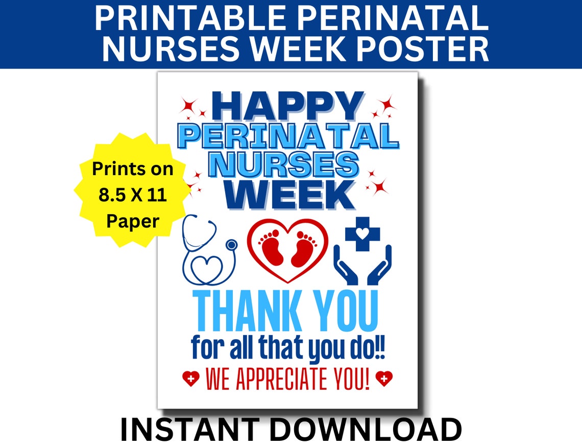 Perinatal Nurses Week Printable Poster, Perinatal Nurse Week Sign ...