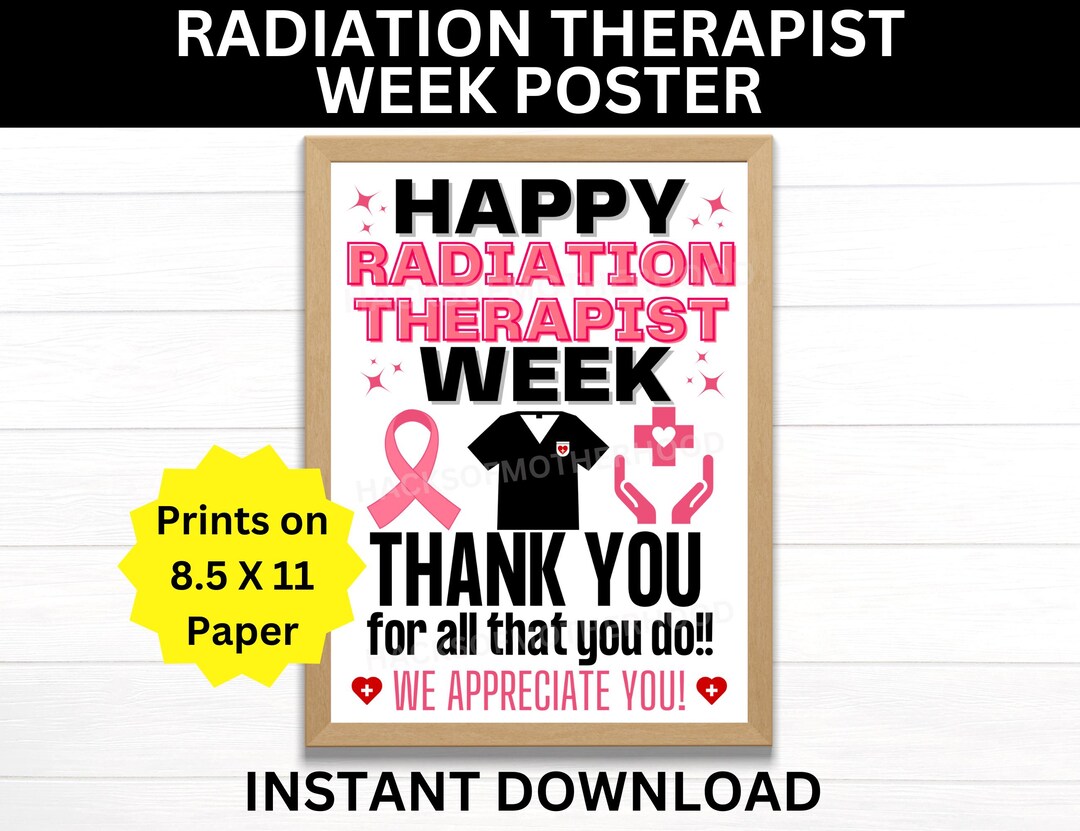 Radiation Therapist Week Printable Poster, Rad Therapist Sign ...