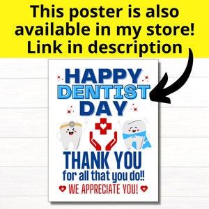 Dentist Day Printable Gift Tag, Happy Dentist Day Gift, Dentist ...