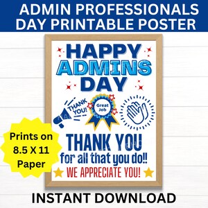 Administrative Professionals Day Printable Poster, Administrative ...