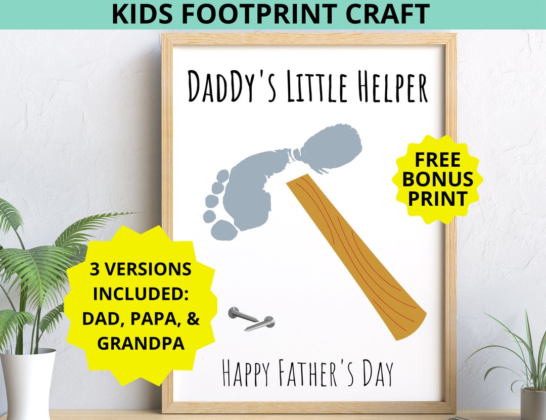 Father's Day Footprint Craft Printable, Dad, Papa, & Grandpa Footprint ...