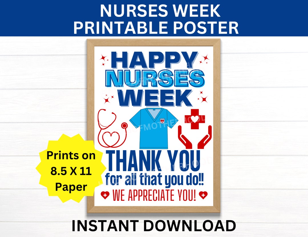 Nurses Week Printable Poster, Happy Nurses Week Sign, Nurse ...