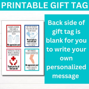 Surgical Scrub Tech Printable Gift Tag Bundle, Surgical Tech Week ...