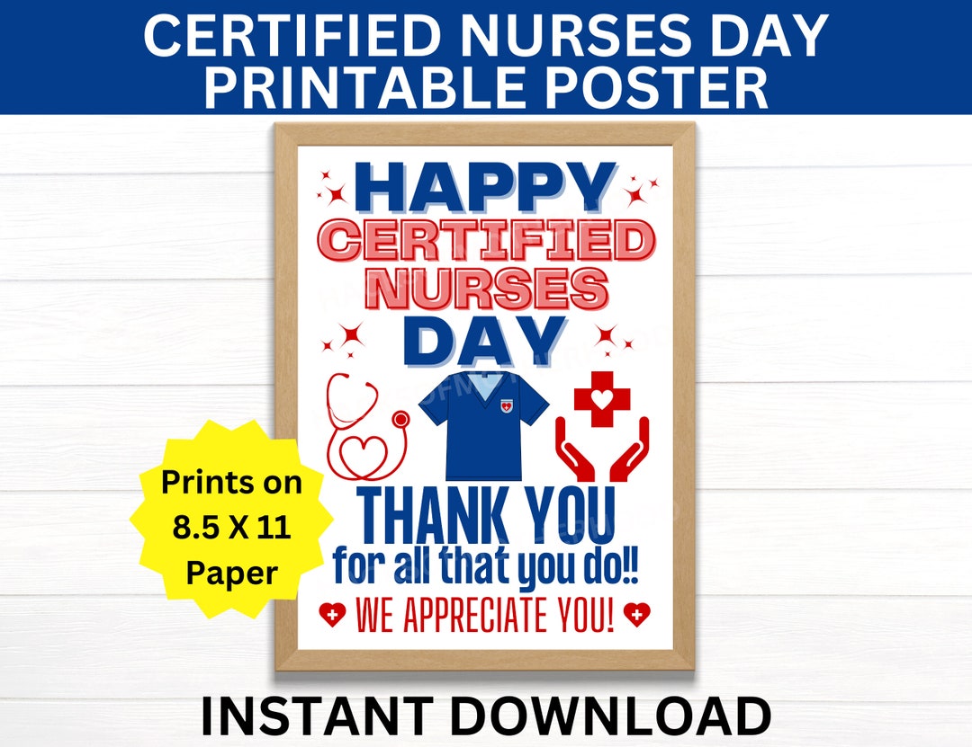 Certified Nurses Day Printable Poster, Certified Nurse Gift, Certified ...