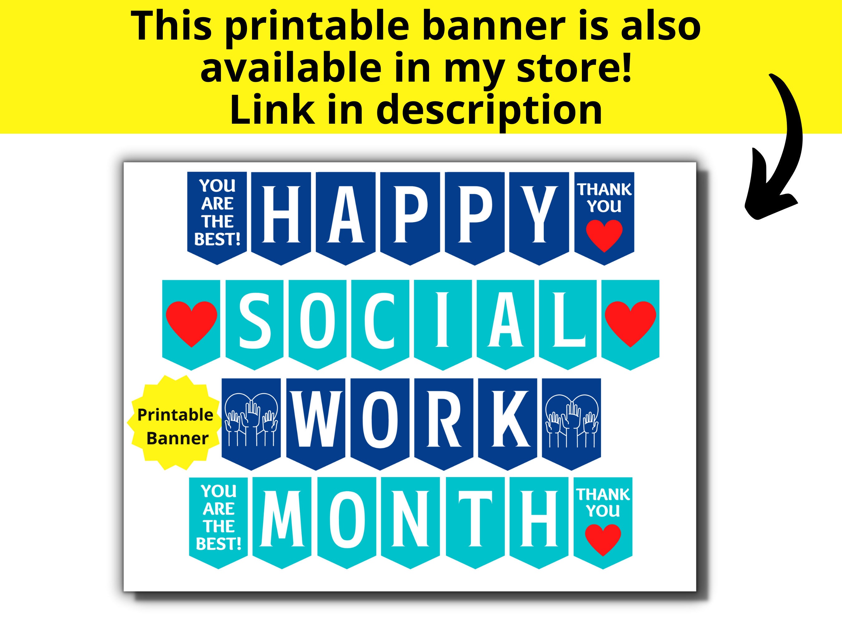Social Work Month Printable Poster, Happy Social Work Month Sign ...